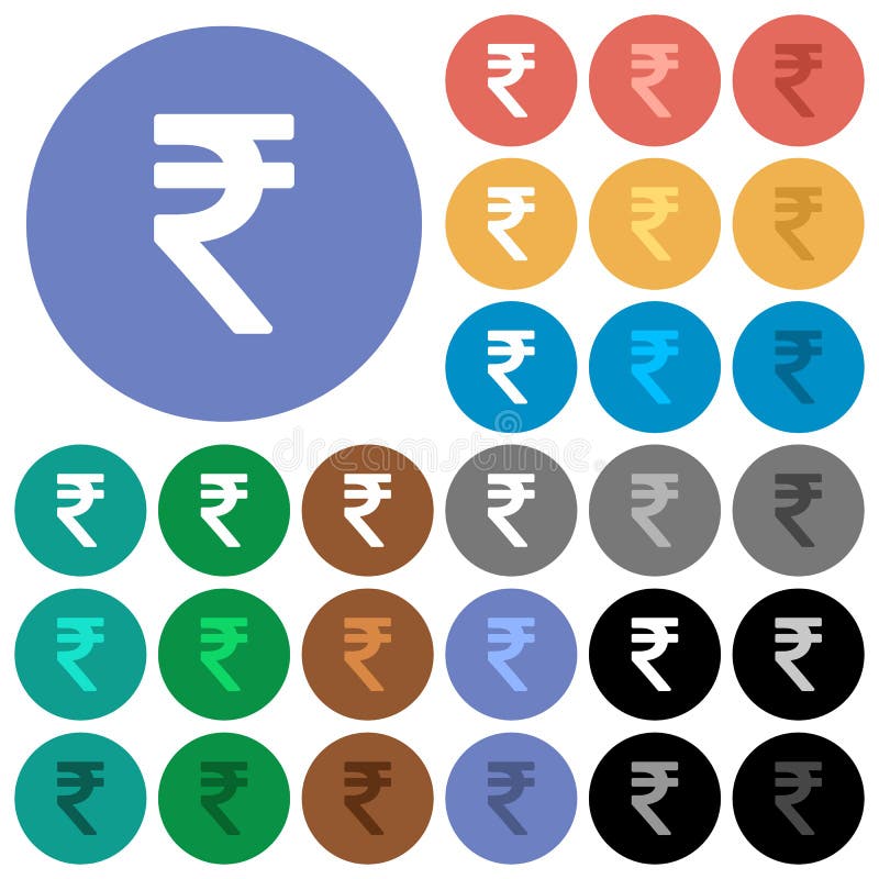 Indian Rupee Sign Round Flat Multi Colored Icons Stock Vector ...