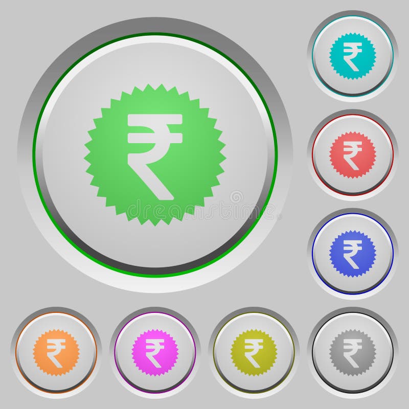 Indian Rupee Sticker Push Buttons Stock Vector - Illustration of ...