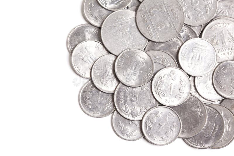 Indian Rupees Coins Isolated on White Background. Stock Image - Image ...
