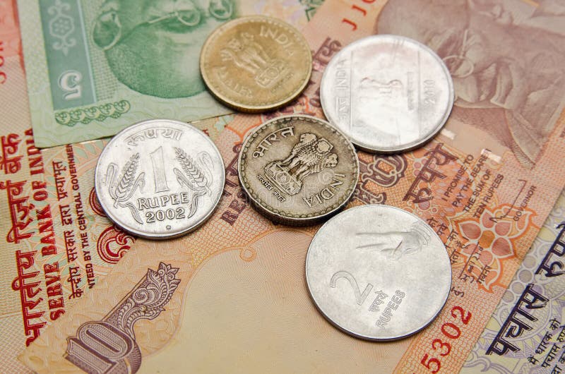 Indian rupees and coins stock photo. Image of credit - 95676820