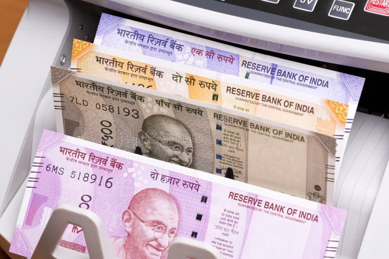 Indian Rupees in the Counting Machine Stock Image - Image of economy ...
