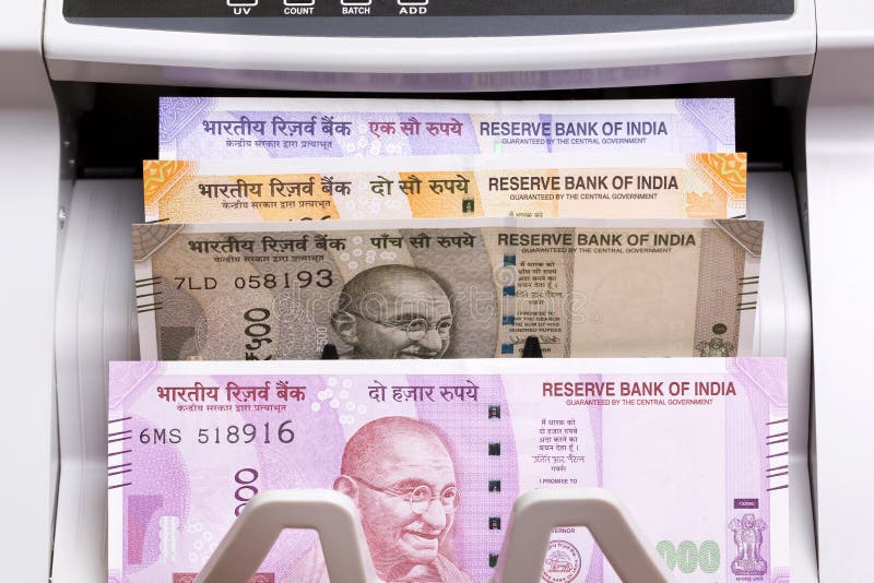 Indian Rupees in the Counting Machine Stock Image - Image of machine ...