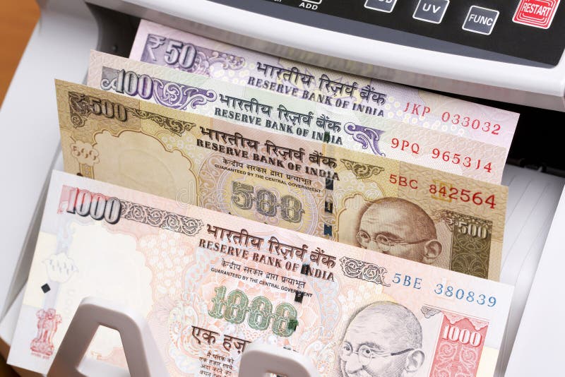 Indian Rupees in the Counting Machine Stock Image - Image of currency ...