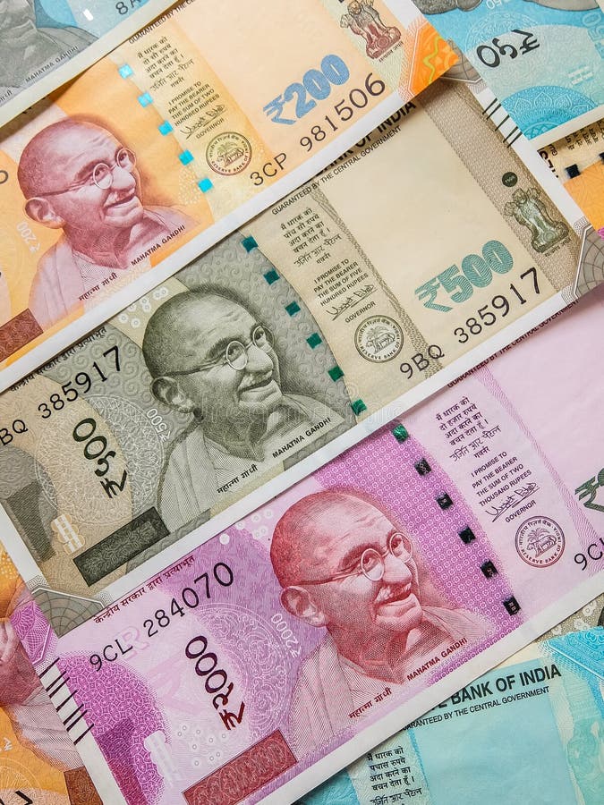 Indian rupees, new notes. stock image. Image of financial - 127817043