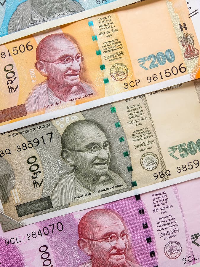 Indian rupees, new notes. stock image. Image of credit - 127817157