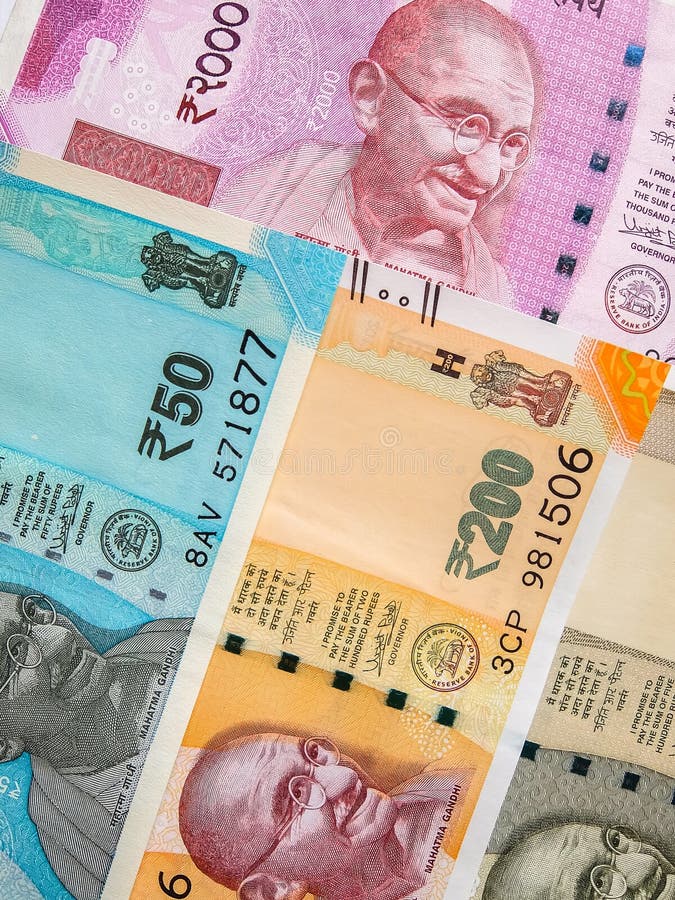 Indian rupees, new notes. stock image. Image of financial - 127817043