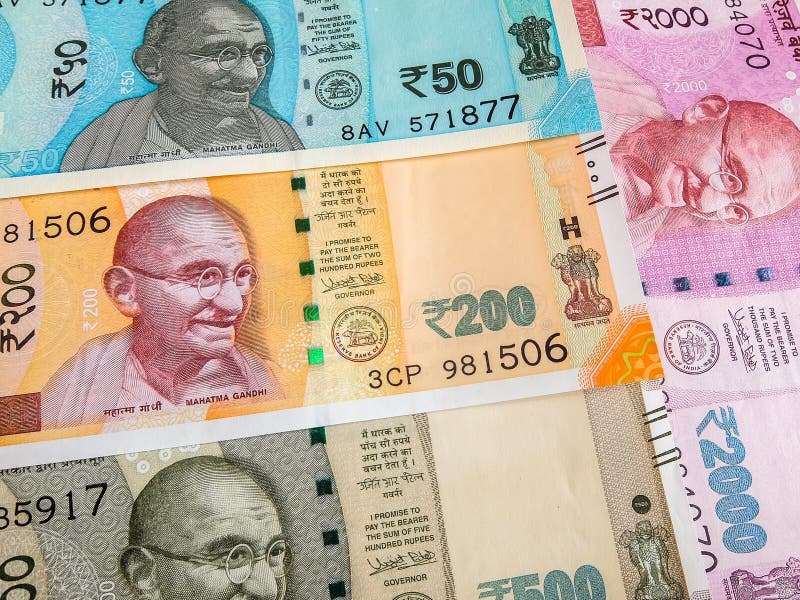 Indian rupees, new notes. stock photo. Image of financial - 127817350