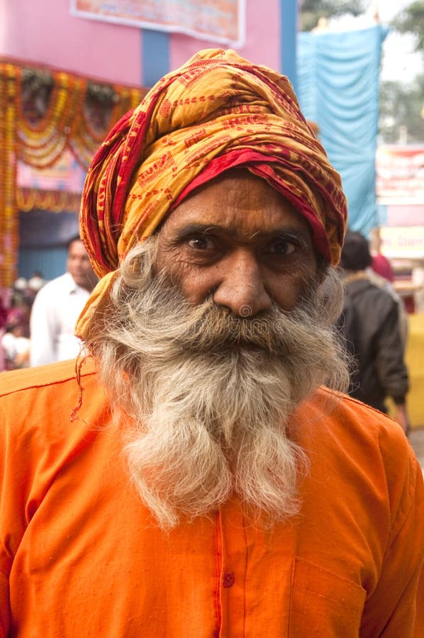 Indian sadhu with turban editorial stock photo. Image of festival ...