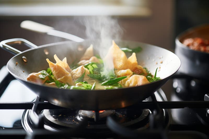 Indian Samosas Frying in Open Pan Stock Photo - Image of cuisine ...
