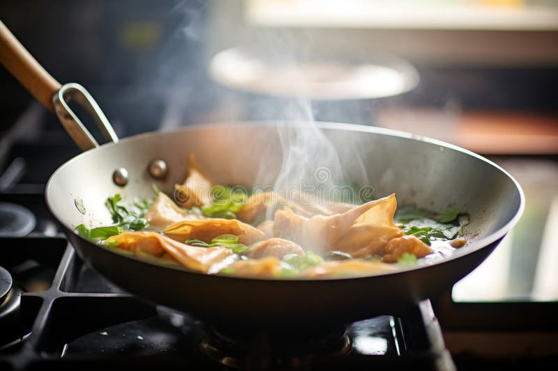 Indian Samosas Frying in Open Pan Stock Photo - Image of snack ...