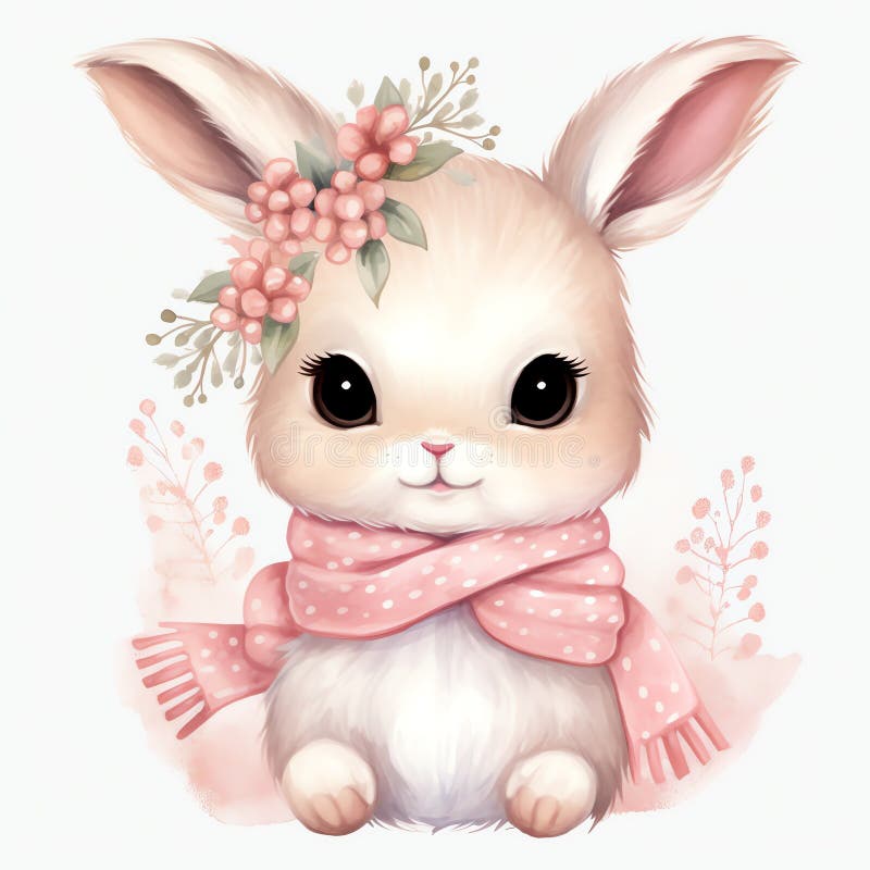 Indian Sari Cute Bunny Pink Cute Bunny Watercolor Stock Illustration ...