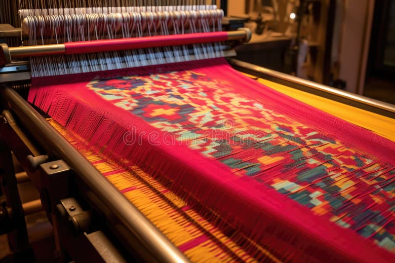 Indian Sari Loom with Intricate Pattern in Progress Stock Illustration ...