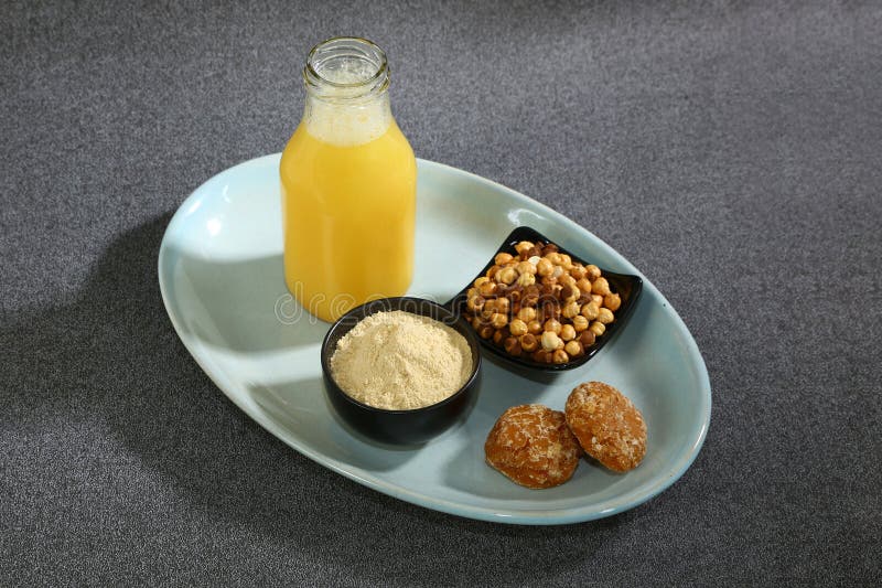 Indian Sattu Drink with Gur and Roasted Chana Stock Photo - Image of ...