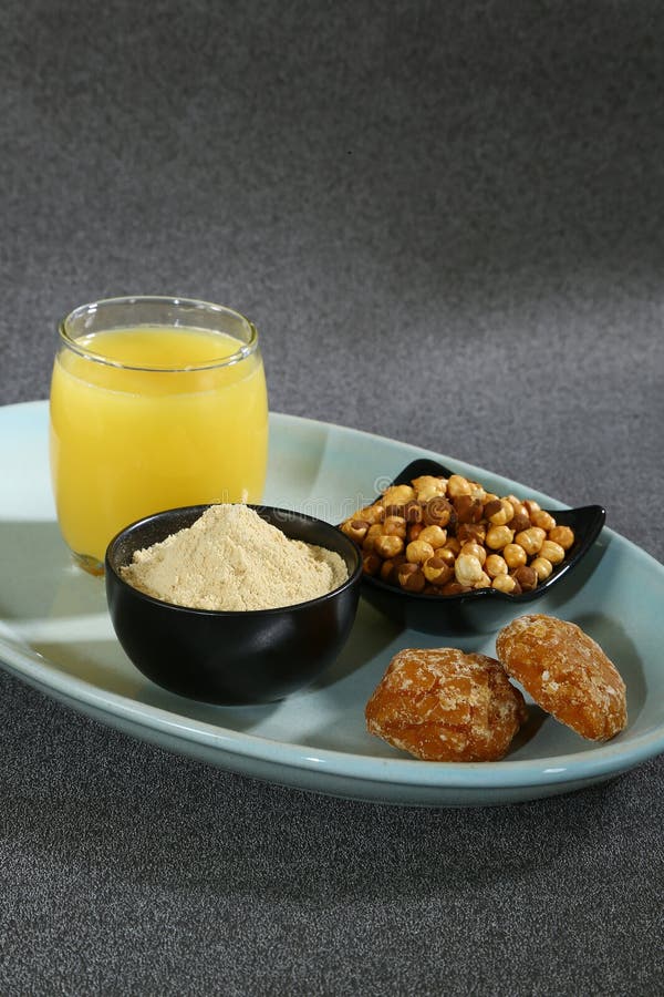 Indian Sattu Drink with Gur and Roasted Chana Stock Photo - Image of ...