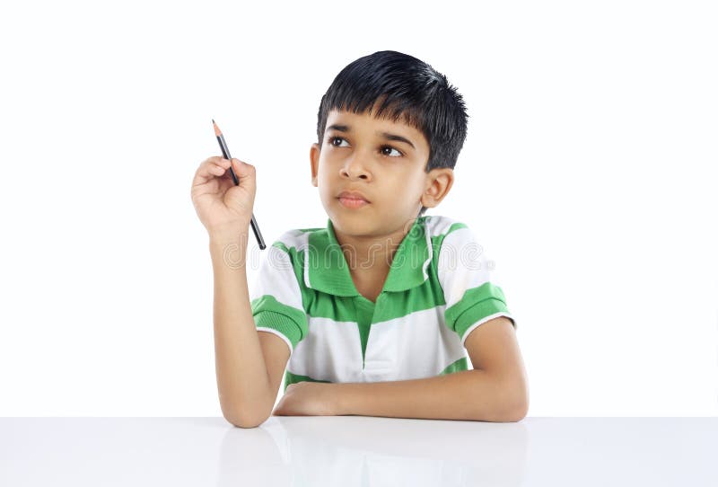 Indian School Boy stock photo. Image of people, pencile - 52011704