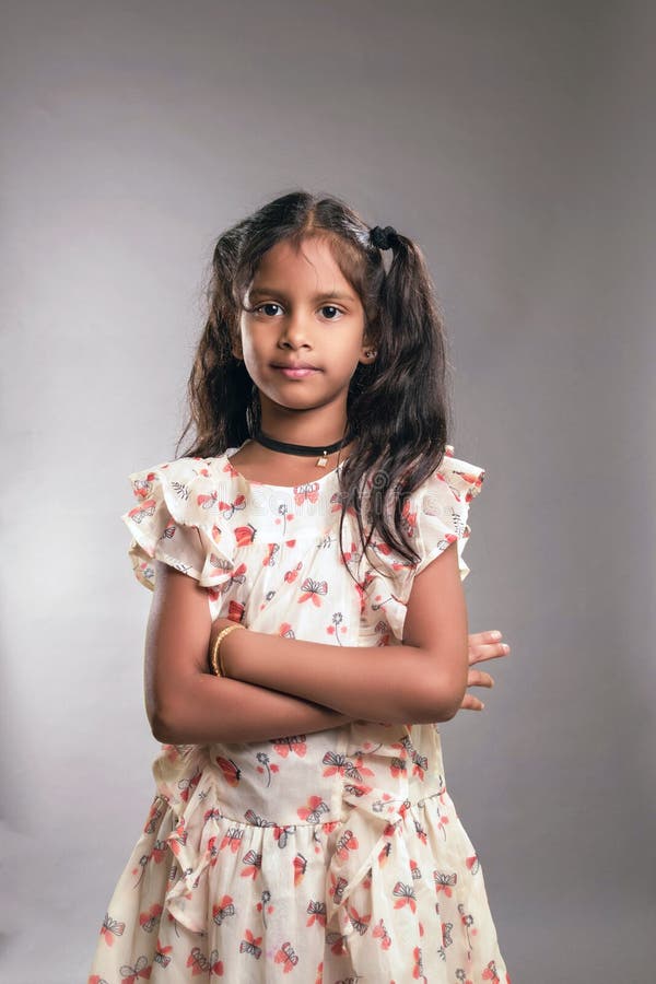 Indian School Going Girl Child Fun Actions Stock Image - Image of ...