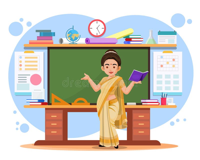 Indian School Teacher, Indian Lady Teacher, Stock Illustration ...