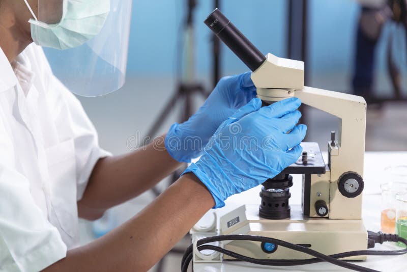Indian Scientist Man Look into Microscope Research in Science ...