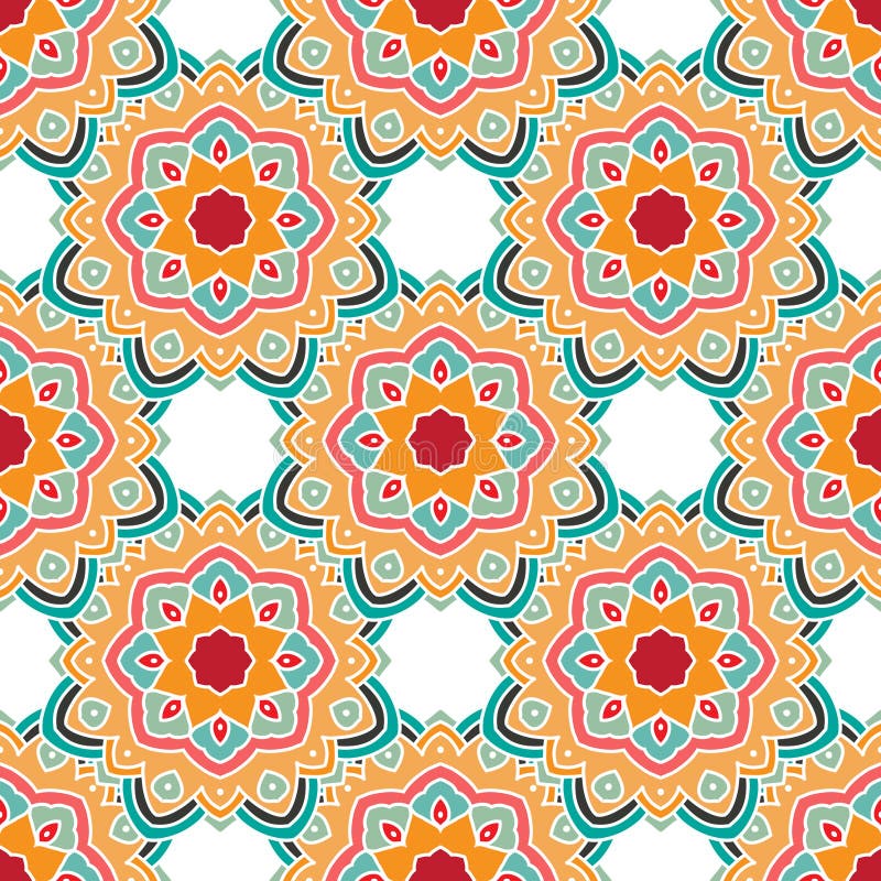 Indian seamless pattern stock vector. Illustration of geometric - 63346625