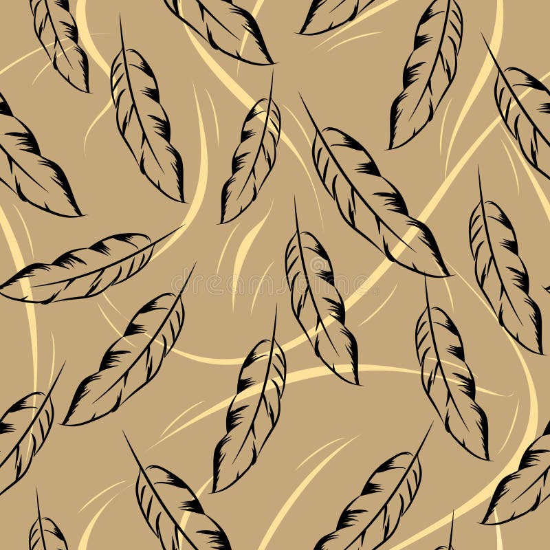 Indian Seamless Pattern With Ethnic Cultural Design Of Bird Feather ...