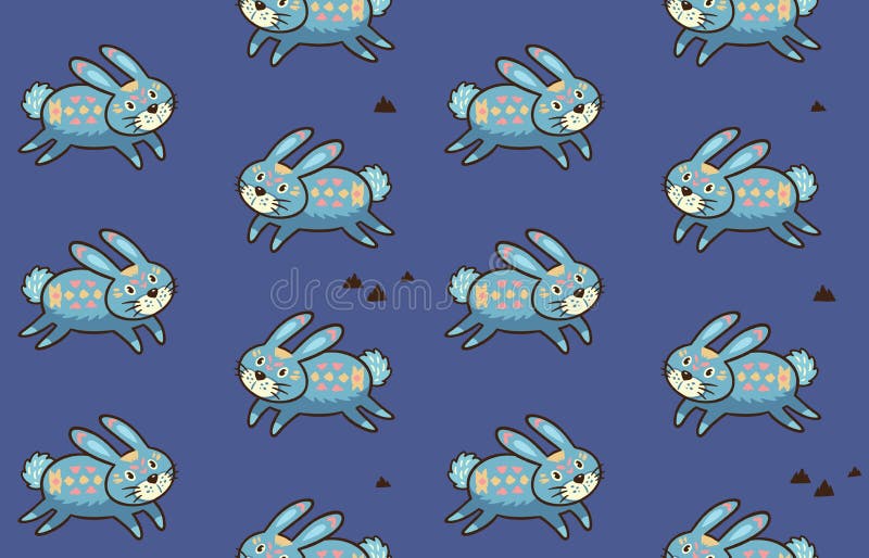 Indian Seamless Pattern of Rabbit in Vector Stock Vector - Illustration ...