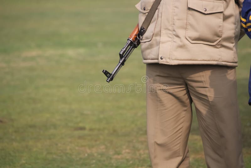 Indian securityman stock photo. Image of guard, machine - 56339184
