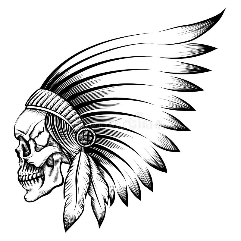 Indian Skull Emblem stock vector. Illustration of apache - 64710900