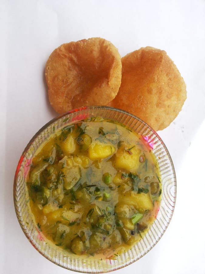 Indian Snacks Aloo Puri Recipe White Background Stock Photos - Free ...