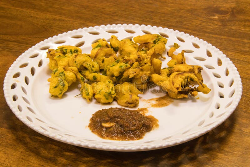 Indian Snacks Pakooda Served in a Plate Stock Image - Image of snacks ...