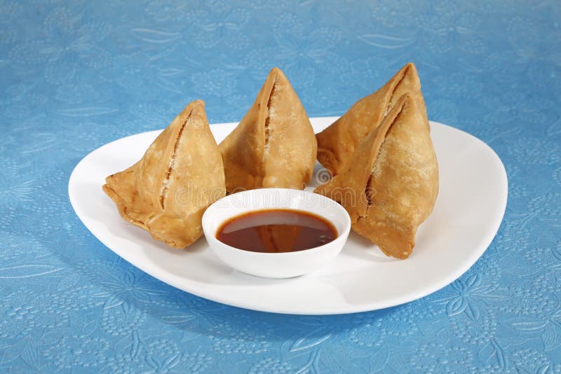 Indian Snacks Samosa with Chutney Stock Photo - Image of delicious ...