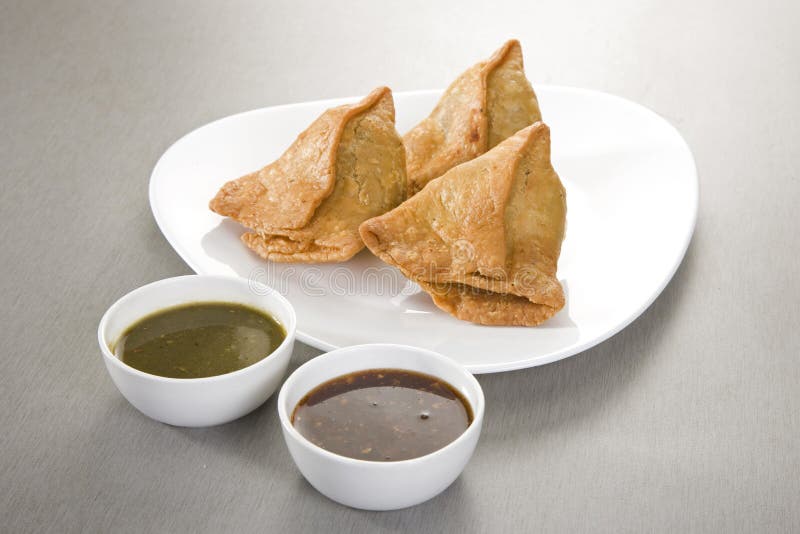 Indian Snacks Samosa with Chutney Stock Photo - Image of traditional ...