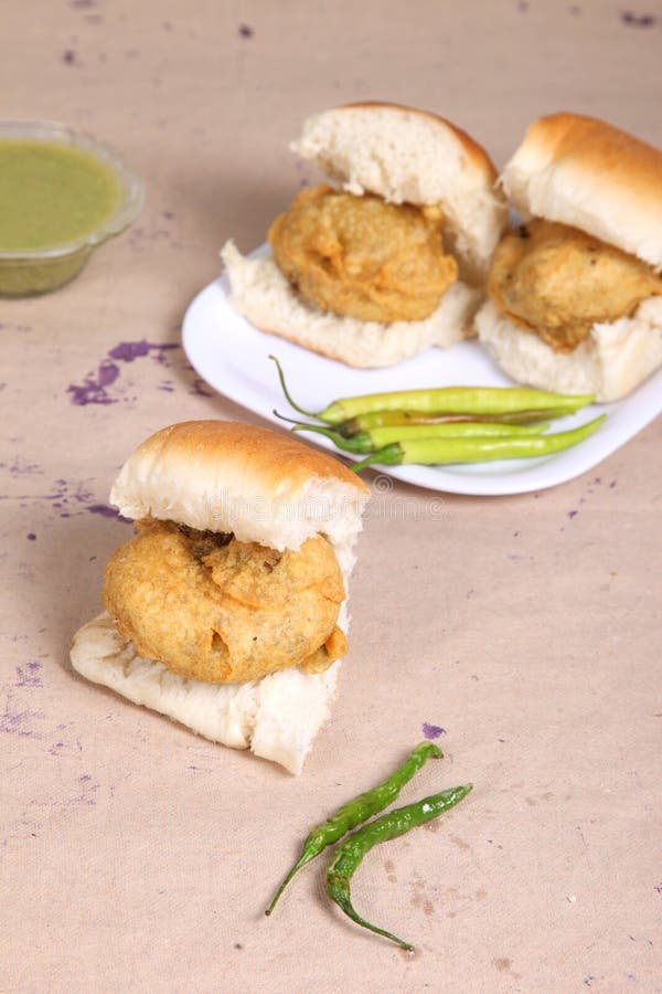 Indian Special Traditional Fried Food Vada Pav Stock Image - Image of ...