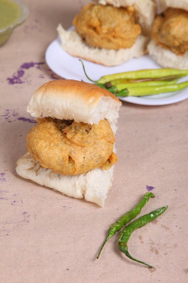 Indian Special Traditional Fried Food Vada Pav Stock Image - Image of ...