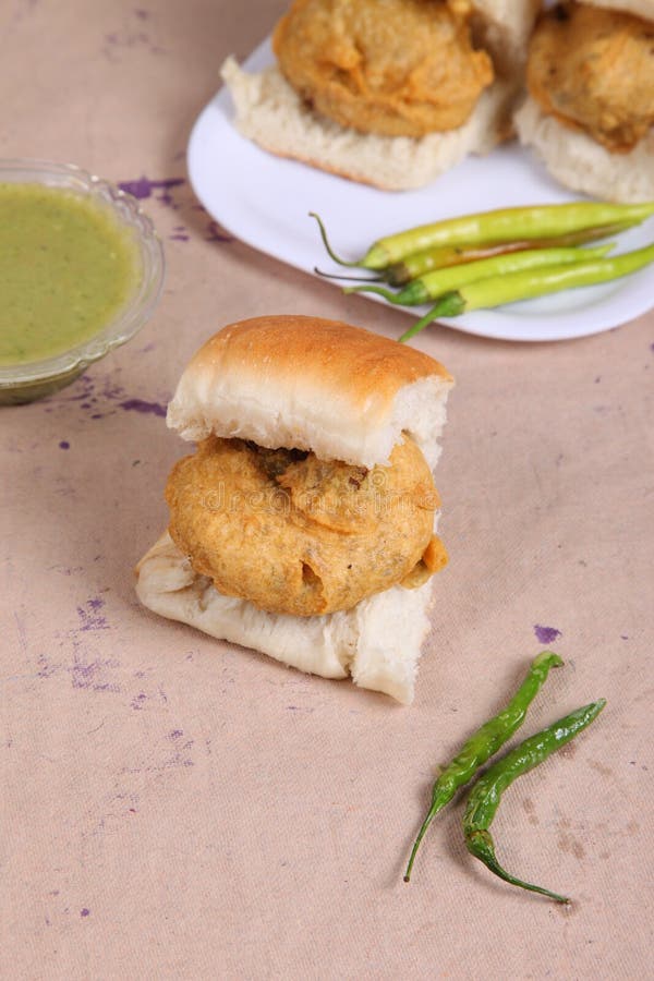 Indian Special Traditional Fried Food Vada Pav Stock Image - Image of ...