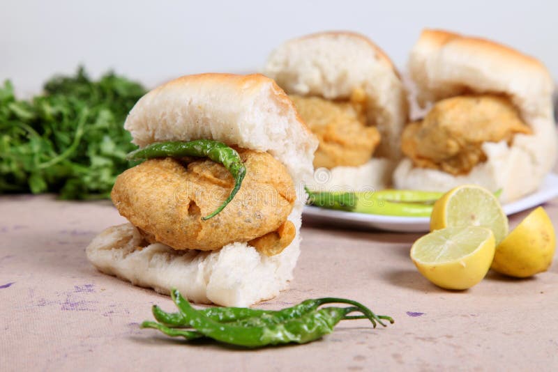 Indian Special Traditional Fried Food Vada Pav Stock Image - Image of ...
