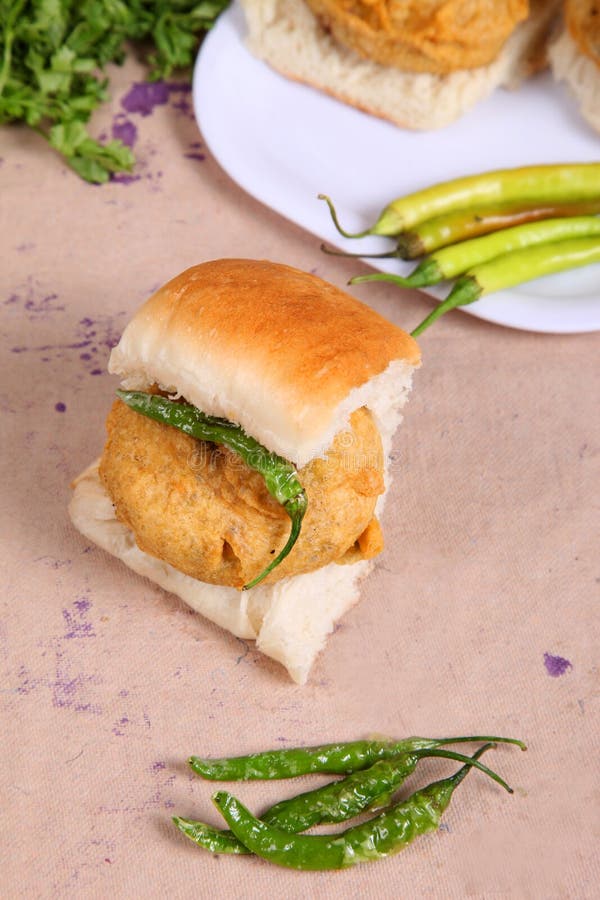 Indian Special Traditional Fried Food Vada Pav Stock Image - Image of ...