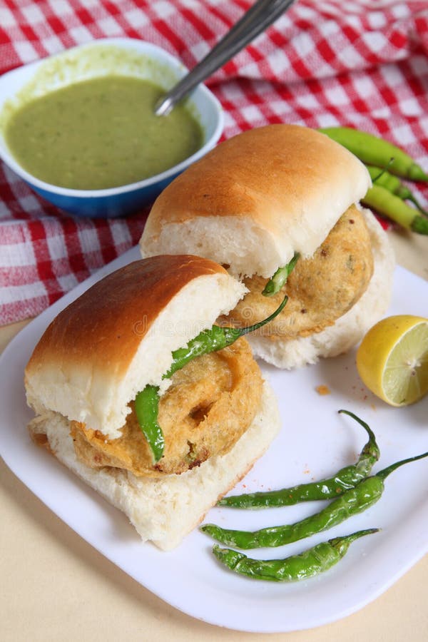 Indian Special Traditional Fried Food Vada Pav Stock Image - Image of ...