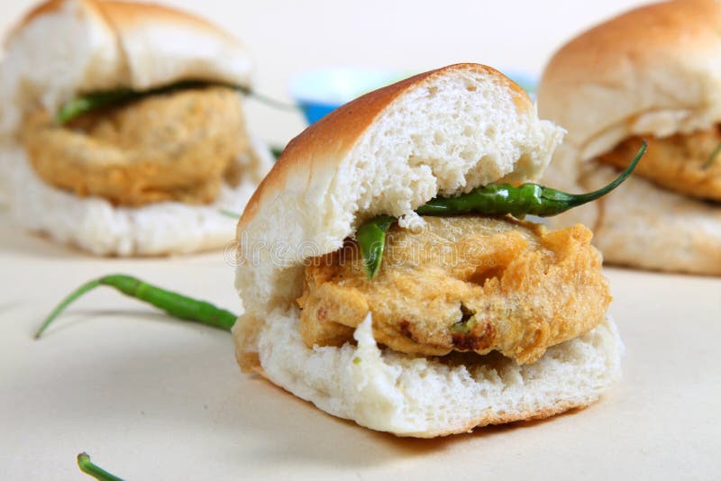 Indian Special Traditional Fried Food Vada Pav Stock Photo - Image of ...