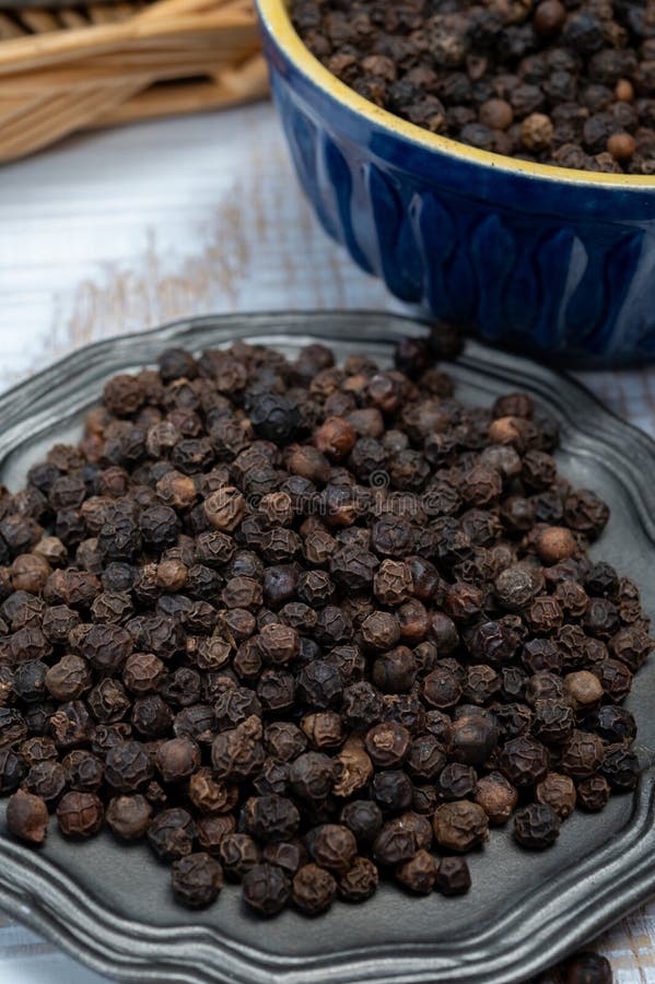 Indian Spices Collection, Dried Black Peppercorns, Kitchen Spices Stock ...