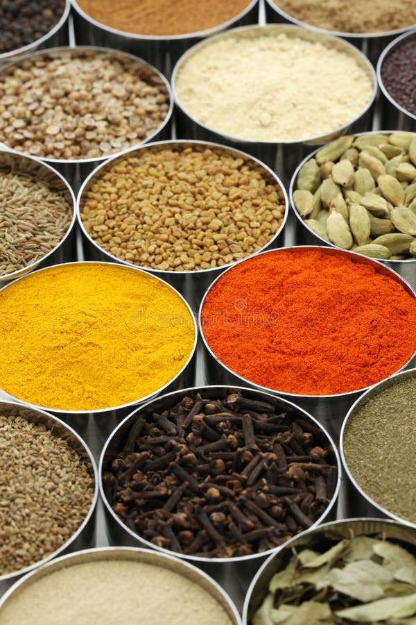 Indian Colored Powder Spices Stock Photo - Image of green, oriental ...