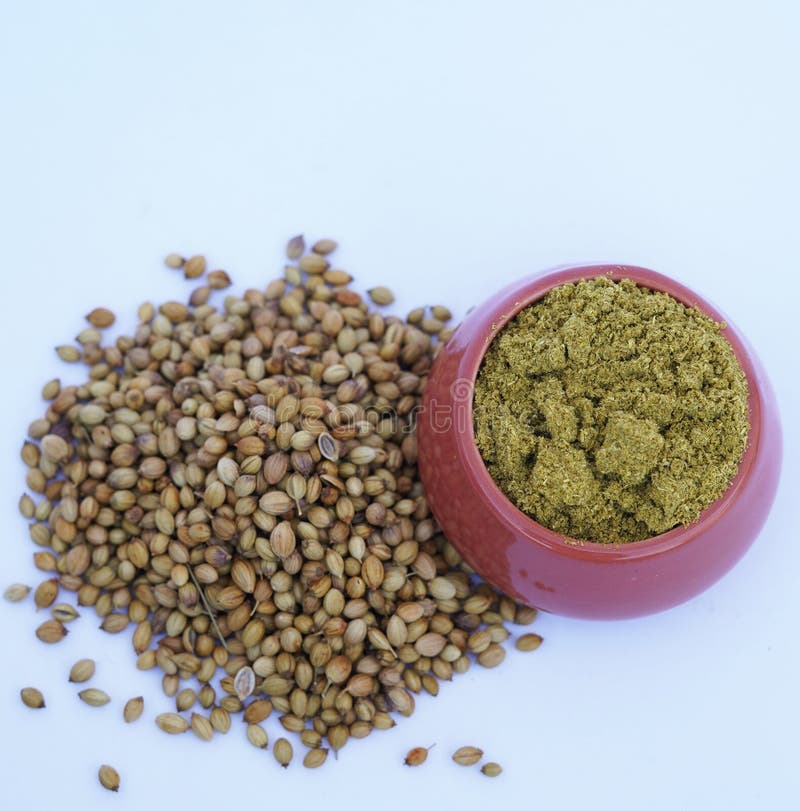 Indian Spices, Coriander Powder or Dhaniya Powder with Coriander Seeds ...