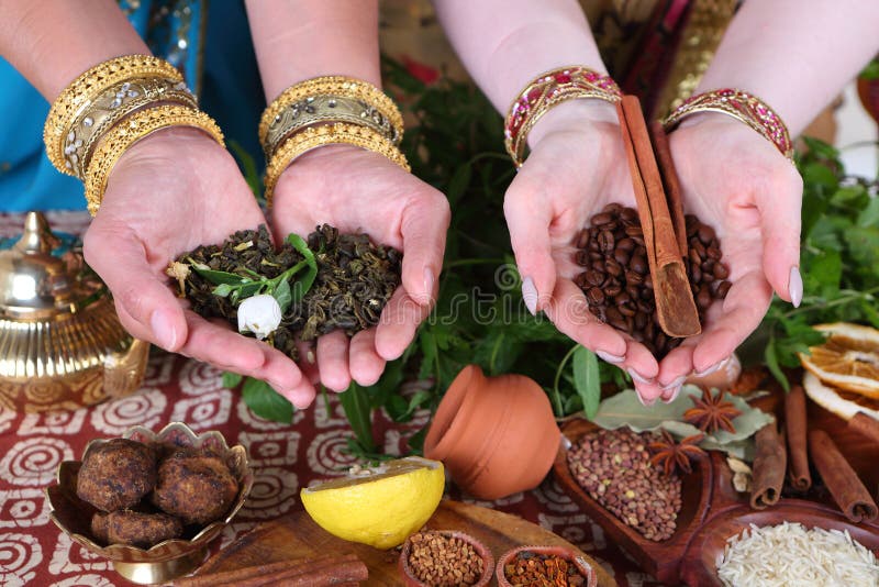 Indian Spices Hold Female Hands in Bracelets Stock Image - Image of ...