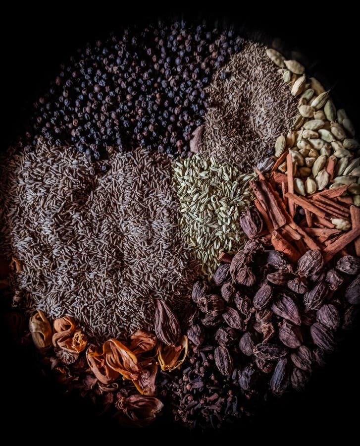 Indian Spices Placed Together Stock Photo - Image of indian, cinamaom ...