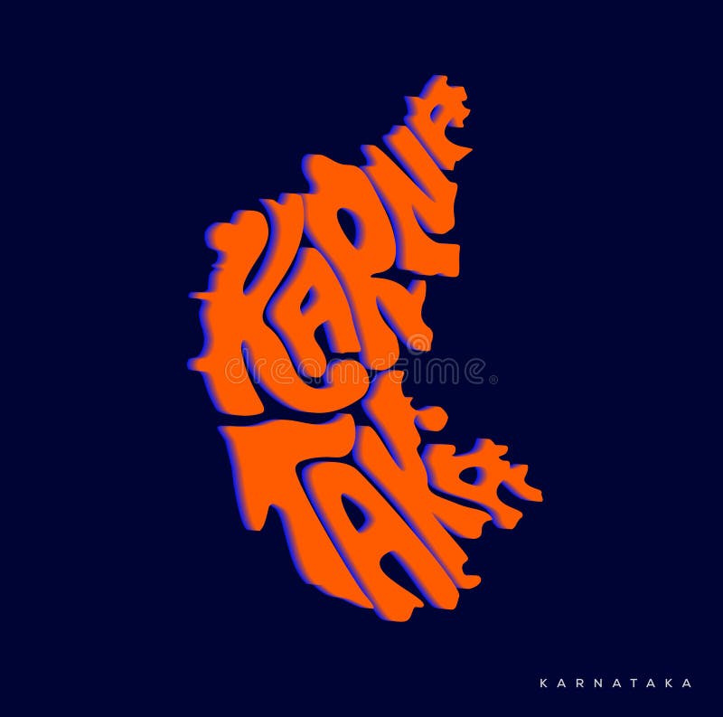 Indian State Karnataka Map Lettering. Karnataka Map Lettering Stock ...