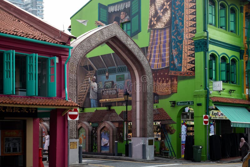 Indian street in Singapore editorial image. Image of monument - 314319935