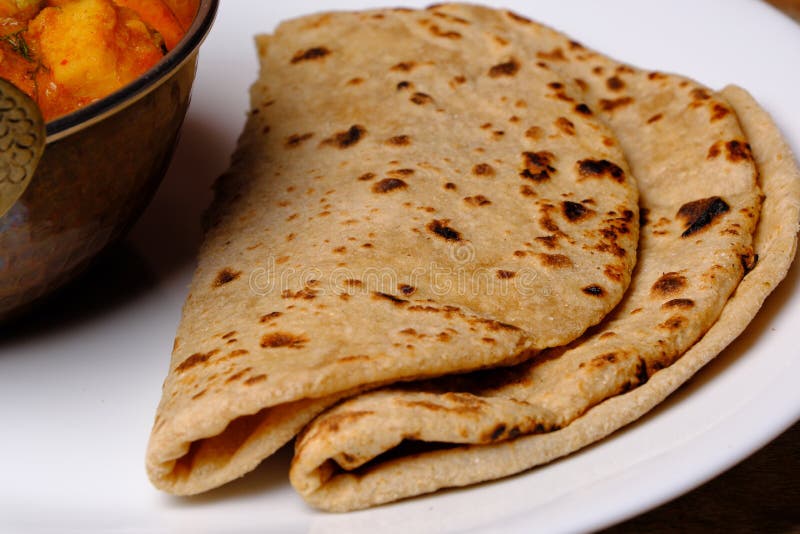 Indian Style Bread or Roti Served in a Plate Stock Image - Image of ...