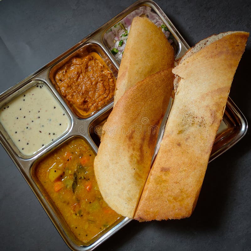 Indian Style DOSA in a Container with Compartments for Side Dishes ...