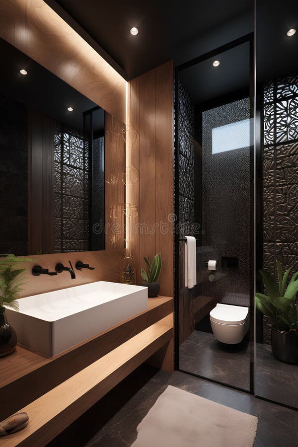 Indian Style Interior of Bathroom in Modern Luxury House Stock Photo ...