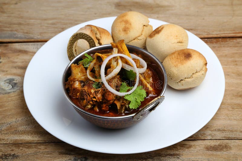 Indian Style Meat Dish or Mutton Curry with Bati Stock Image - Image of ...