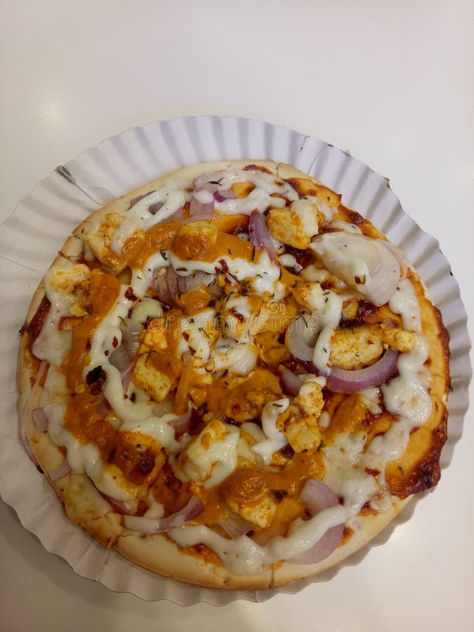 Indian Style Paneer Tandoori Pizza Stock Photo - Image of fastfood ...